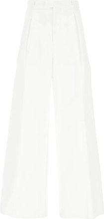 Bottega Veneta Femme, Pantalons, Blanc, Taille: 34 FR Pantalon large pliss&eacute;