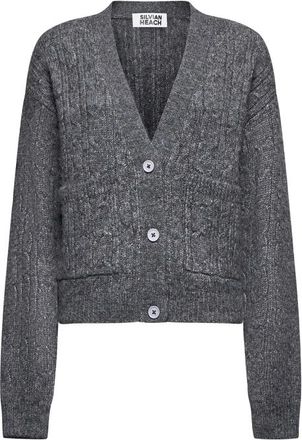Silvian Heach Femme, Pulls, Gris, Taille: 38 FR Cardigan compact avec col en V