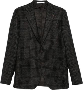 Tagliatore Homme, Vestes, Brun, Taille: L Veste Stretch en Laine &agrave; Carreaux