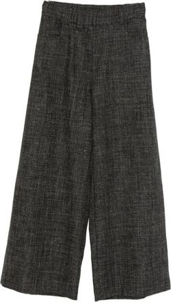 Alysi Femme, Pantalons, Noir, Taille: 38 FR Pantalon Palazzo en Laine M&eacute;lang&eacute;e