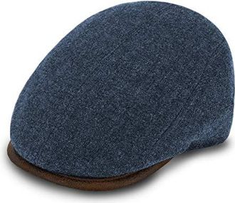 Fiebig Ftig Sula Casquette plate 100 % laine vierge - Casquette Gatsby de qualité supérieure fabriquée en Italie - Bleu - Medium