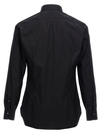 Barba Stretch Cotton Poplin Shirt - Black