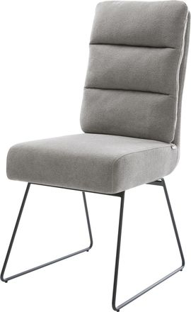 DELIFE Polsterstuhl Pela-Flex Kufengestell Schwarz Strukturstoff Soft Grau Taschenfederkern