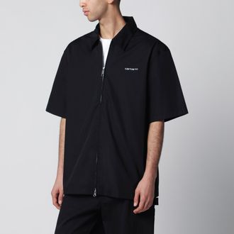 Carhartt Work in Progress Kurzarmhemd S/S Postal Zip Shirt mit Rei&szlig;verschluss, schwarz