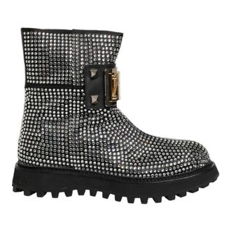Dolce & Gabbana Kristallverzierte Stiefeletten - - Shoes - Herren - Schwarzk - 44 EU
