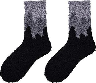 Generic Chaussettes Femme Chaussettes Chaudes Femme Chaussettes Thermiques Femme De Classique Hiver Moelleuses En Velours Corail Imprim&eacute; Vague Mi-Mollet Parfa