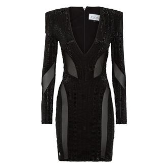 Philipp Plein Padded Shoulder Mini Dress - - Dresses - Damen - Schwarzk - L