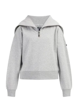 Dreimaster Dreimaster Oversize Troyer-Sweater Damen Hellgrau Melange