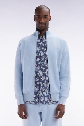 Eden Park Cardigan Zipp&eacute; En Coton Nid Dabeille Ciel Coupe Droite