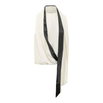 Alberta Ferretti Femme, Tops, Blanc, Taille: 40 FR Top Twill di Viscosa