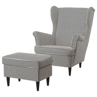 IKEA STRANDMON Sessel und Hocker