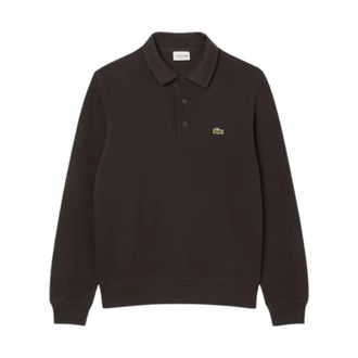 Lacoste Homme, Tops, Brun, Taille: M SweaT-shirt &agrave; col polo en coton c&ocirc;tel&eacute;