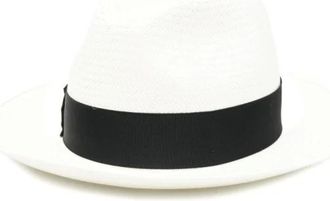 Borsalino Femme, Accessoires, Blanc, Taille: L Ribbon Detail Straw Hat