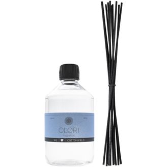 Olori Luxus Raumduft Cotton Field Nachf&uuml;ller inkl. 10 Rattan-St&auml;bchen mit &auml;therischen &Ouml;len - Extra langanhaltende Formel - Nachf&uuml;llflasche mit Duftst&auml;bchen 