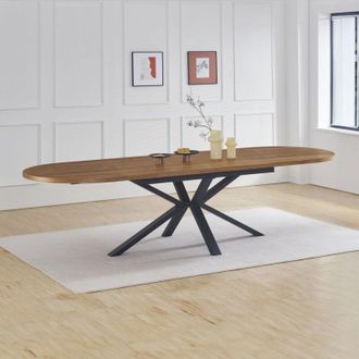 M&S Collection Table &agrave; manger ovale extensible 180-300 cm d&eacute;cor ch&ecirc;ne brun - VENTER