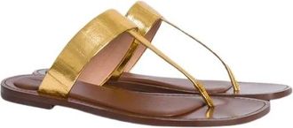 Alberta Ferretti Femme, Chaussures, Jaune, Taille: 40 EU Flat Sandal in Eel Leather