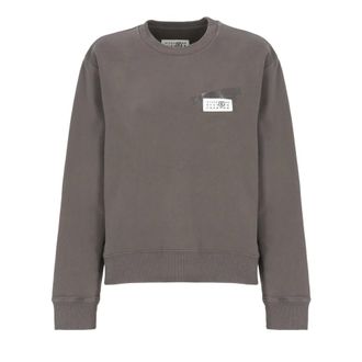 Maison Margiela Femme, Sweatshirts et sweats &agrave; capuche, Gris, Taille: 40 FR Taped Label SweaT-shirt
