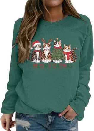 Generic HUIFUAO Sweat-shirt de Noël pour femme avec imprimé Père Noël amusant et canard - Pull de Noël tendance - Grande taille - Costumes de festival - Col r