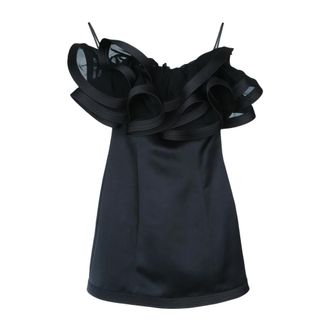 Elisabetta Franchi Duchess Mini Kleid mit Maxi-R&uuml;sche - - Dresses - Damen - Schwarzk - M