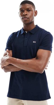 Tommy Jeans Polohemd in Blau mit schmalem Schnitt und Knopfleiste