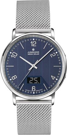 Junghans Milano Mega Solar, Milanaiseband mit Sicherheitsschlie&szlig;e, Multifrequenz-Funk-Solarwerk Herrenuhr 56/4629.44