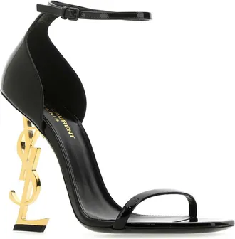 Saint Laurent Womens Black Leather Opyum 110 Sandals Nero Sandali