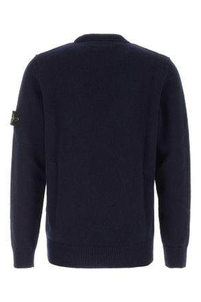 Stone Island Mens Midnight Blue Wool Blend Sweater Navy Exterior: Virgin Nylon Maglieria