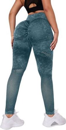 Generic Legging 3D anti-cellulite pour femme - Legging avec fonction lifting des fesses et effet de compression - Legging de sudation pour femme, vert, L