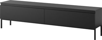Selsey TV Schrank Board Sideboard Fernsehtisch Fernsehschrank Mit Schränken 175 cm Schwarze Beine Schwarz Bemmi