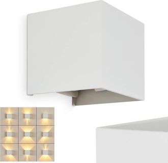 HOFSTEIN Wandleuchte Badajoz, moderne Wandlampe aus Metall in Wei&szlig;, eckige Leuchte mit verschiedenen Lichteffekten durch verstellbaren Schirm, Up & Down Leucht