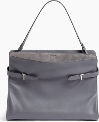 Le Tanneur Sac port&eacute; &eacute;paule mod&egrave;le maxi Emie en cuir lisse et refente de velours