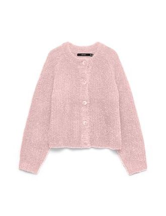Vero Moda Vmcarmen Ls O-Neck Cardigan, Pink Dogwood, M Femme