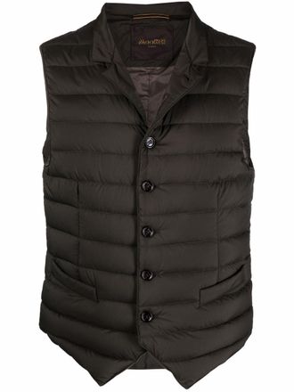 Moorer gilet matelass&eacute; &agrave; boutonni&egrave;re devant - Marron