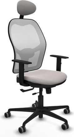 Piqueras y Crespo Wei&szlig;er Computerstuhl mit 1D-Armen, h&ouml;henverstellbare Lendenwirbelst&uuml;tze und festes Kopfteil, ausgestattet mit Syncro/Traslack und injiziertem Schaumst