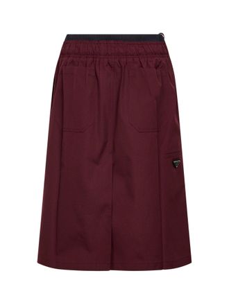 Prada Womens Garnet Twill Midi Skirt Polyester