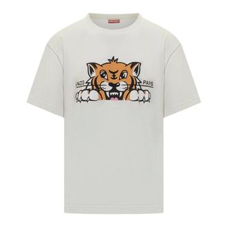 Kenzo Homme, Tops, Blanc, Taille: XS T-shirt Oversize Happy Tiger