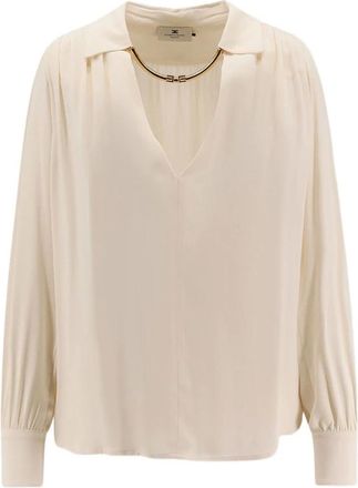 Elisabetta Franchi Femme, Blouses et Chemises, Beige, Taille: 40 FR Blouses
