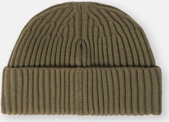Stone Island L2S15N100002S00C3V00 Ribbed Wool Knit Beanie - Khaki