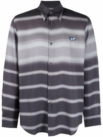 Diesel chemise S-Tucked TENCEL &agrave; rayures - Gris
