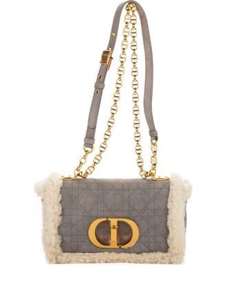 Dior Gesteppte Tasche aus Shearling - Grau
