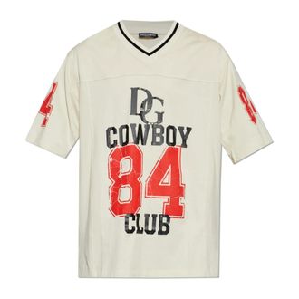 Dolce & Gabbana Homme, Tops, Beige, Taille: XL Logo T-Shirt