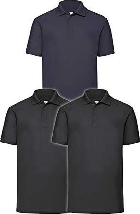 Fruit Of The Loom Lot de 3 polos premium pour homme M L XL 2XL 3XL + 1 bloc-notes achet&eacute; avec des ensembles de couleurs, XXL