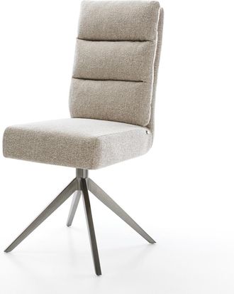 DELIFE Drehstuhl Pela-Flex Webstoff Soft Beige Kreuzgestell breit Graphit 360&deg; drehbar Wippfunktion Taschenfederkern, Esszimmerst&uuml;hle