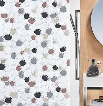 Spirella Anti-Schimmel Duschvorhang Dido Anti-Bakteriell, Waschbar, Wasserdicht PEVA 180x200cm Braun Grau Schwarz