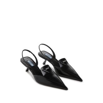 Prada Escarpins &agrave; bride arri&egrave;re en cuir bross&eacute;