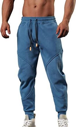 Generic Pantalon de survêtement décontracté à bas cintré pour homme, pantalon de jogging baggy bloc de couleur unie, pantalon taille haute, coupe ample, panta