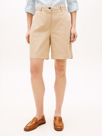 Tommy Hilfiger Chinoshorts TOMMY HILFIGER CO GMD BLEND CHINO SHORT, Damen, Gr. 36, N-Gr, beige, Web, Obermaterial: 65% Baumwolle, 33% Lyocell, 2% Elasthan, unifarben