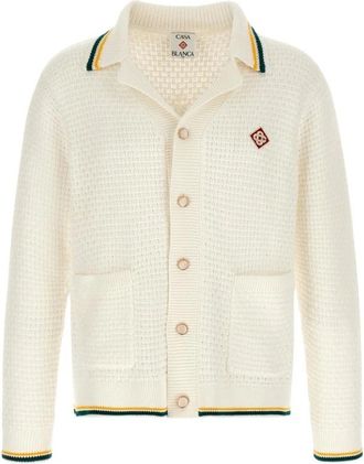 Casablanca Pyramiden-H&auml;kelweste - - Knitwear - Herren - Wei&szlig; - S