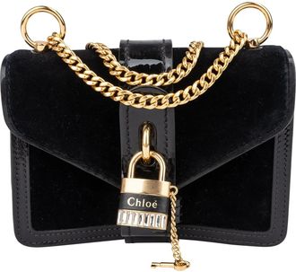 Chlo&eacute; Crossbody Bags - Chloe Black Satin Crystal Padlock Aby Crossbody Ba - Gr. unisize - in Schwarz - f&uuml;r Damen