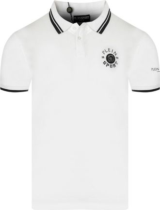 Plein Sport Poloshirt Mit Zweifarbigem Kragen Und Tigerdesign Auf Dem R&uuml;cken, Wei&szlig;
